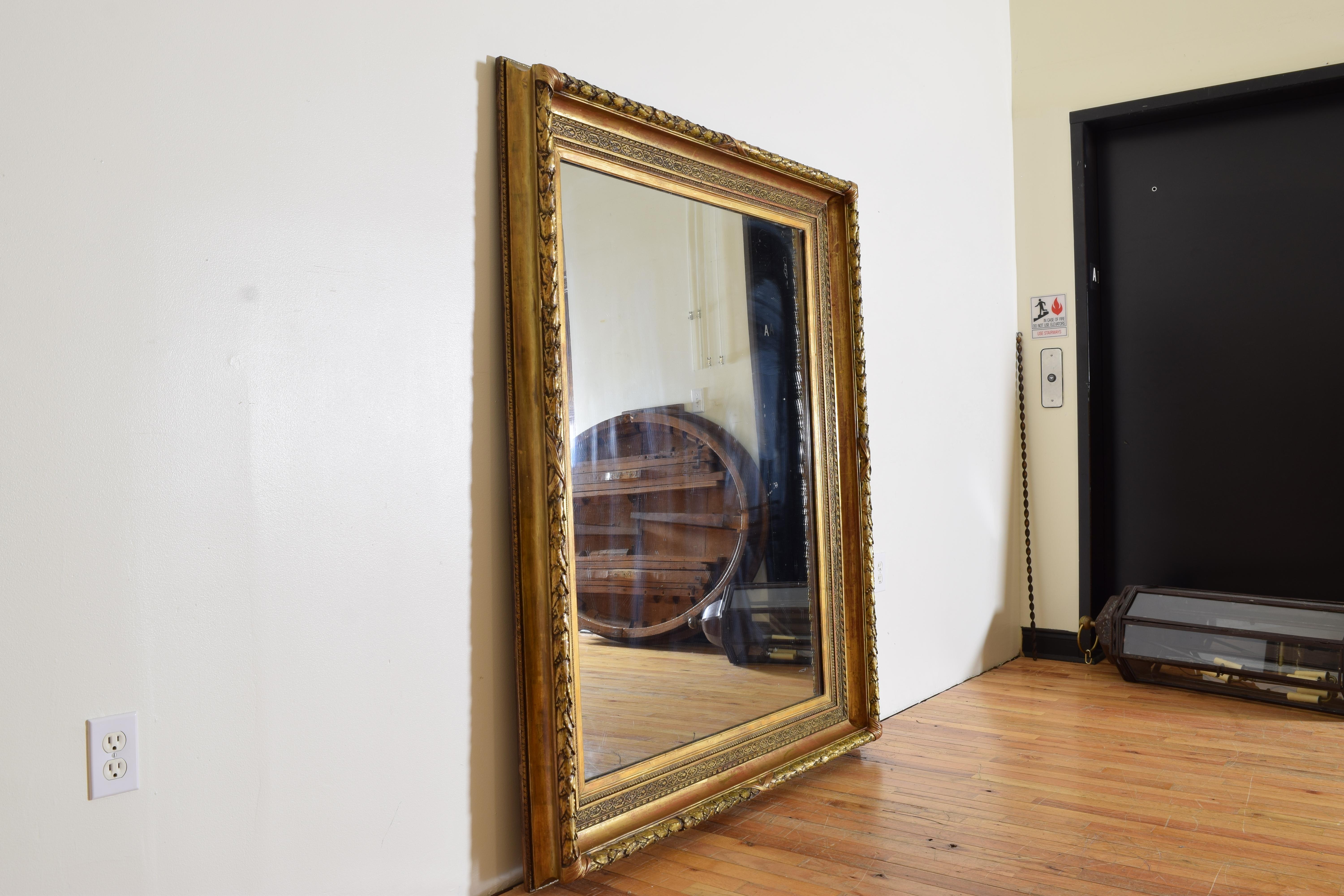 French Baroque Style Large Carved and Gilt Gesso Mirror, 2nd half 19th ...