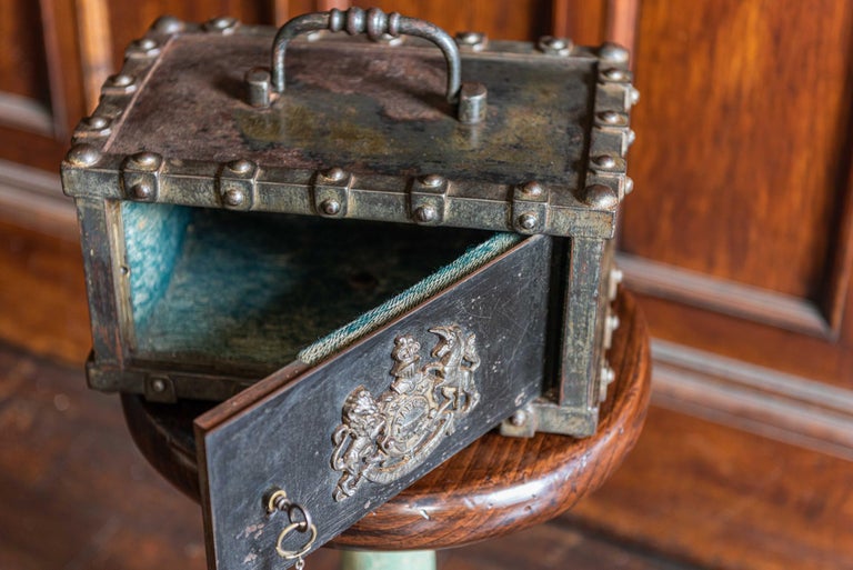 French Bauche Studded Travelling Strongbox Safe, circa 1870-1880 at 1stDibs