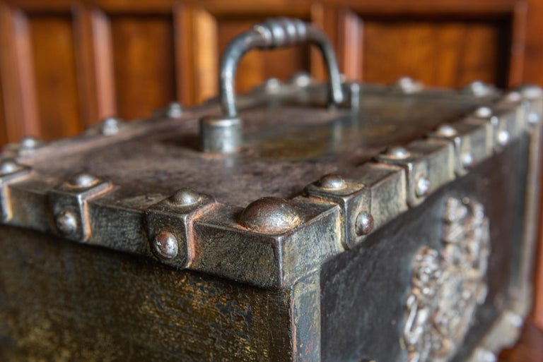 French Bauche Studded Travelling Strongbox Safe, circa 1870-1880 at 1stDibs