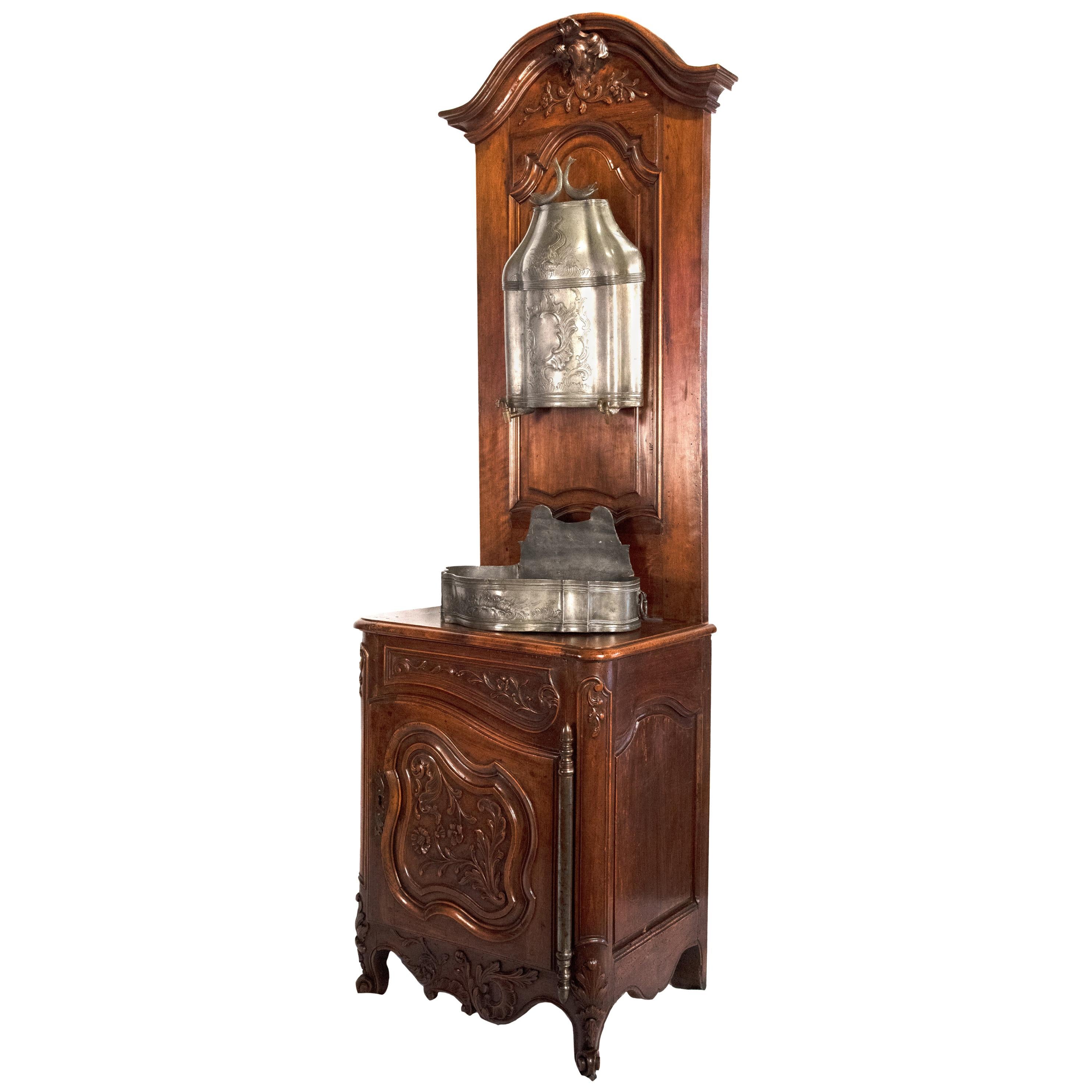 French Beaux-Arts Carved Walnut and Wash Stand, circa 1860 at 1stDibs