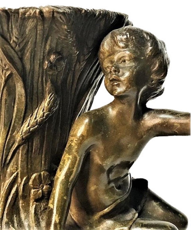 French Beaux Arts, Patinated Bronze Figural Vase by A. Bofill, Ca. 1900 ...