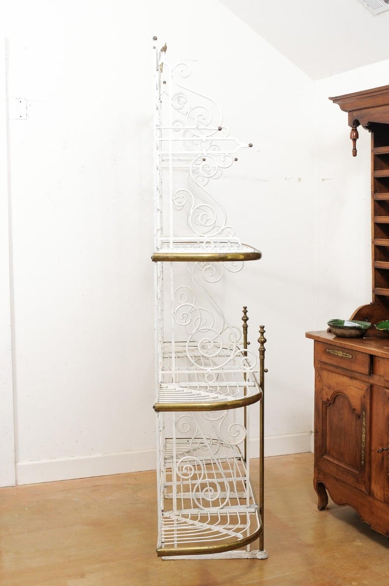 French Belle Époque 1890s White Painted Metal Baker’s Rack with Brass ...