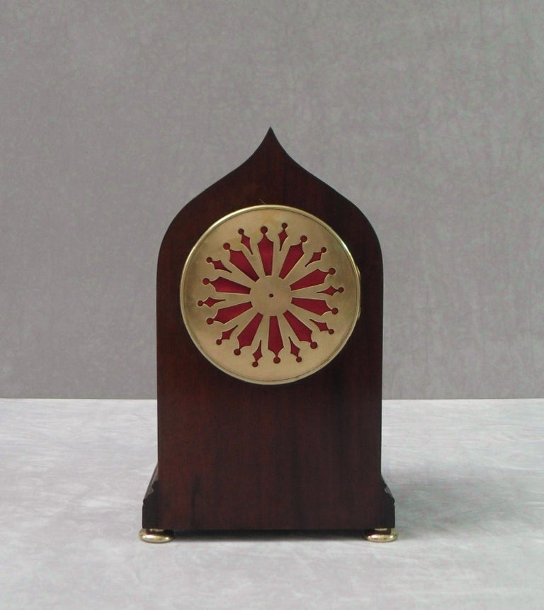 French Belle Epoque Mahogany Inlaid Mantel Clock by Samuel Marti For ...