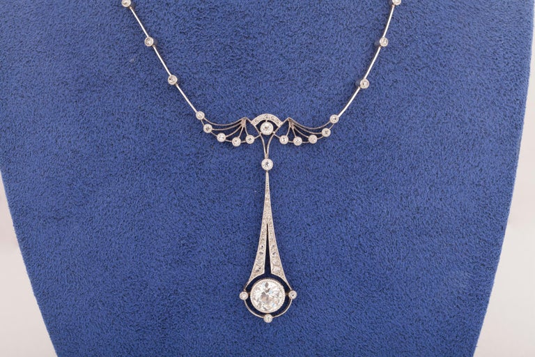 French Belle Époque Necklace, Gold and Diamonds at 1stDibs