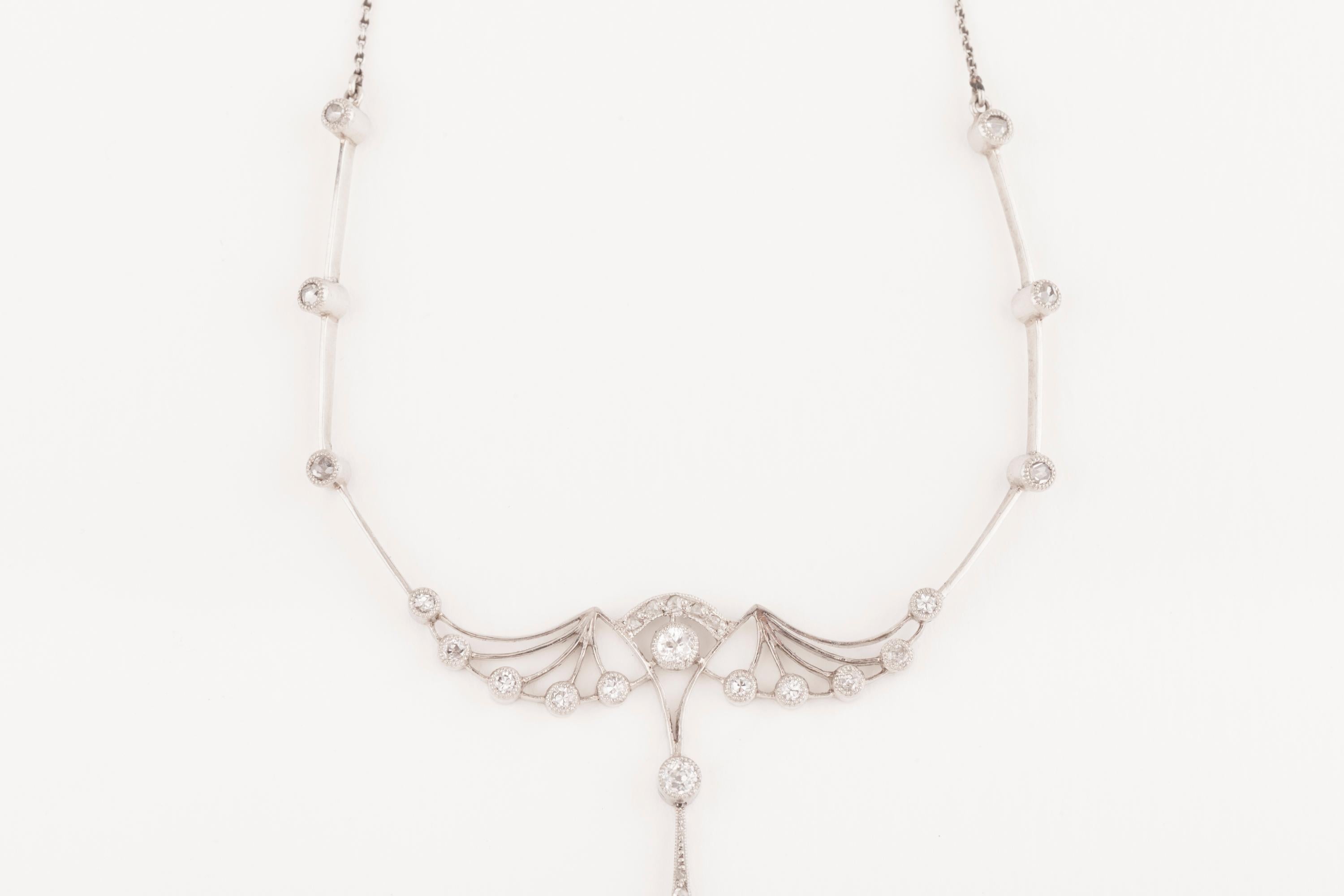 French Belle Époque Necklace, Gold and Diamonds at 1stDibs