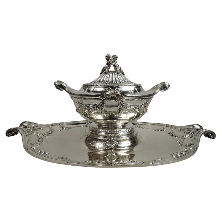 French Belle Epoque Rococo Soup Tureen on Stand by Tetard For Sale at ...