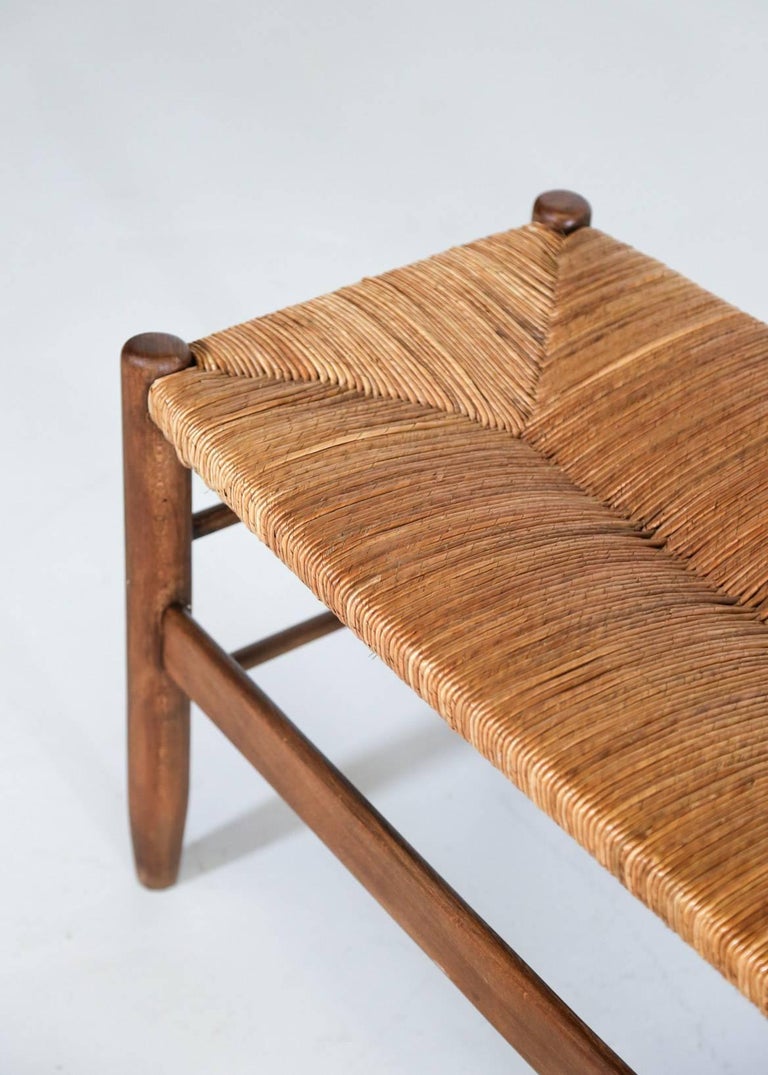 French Bench, Woven Rush Seat, 1950 at 1stDibs