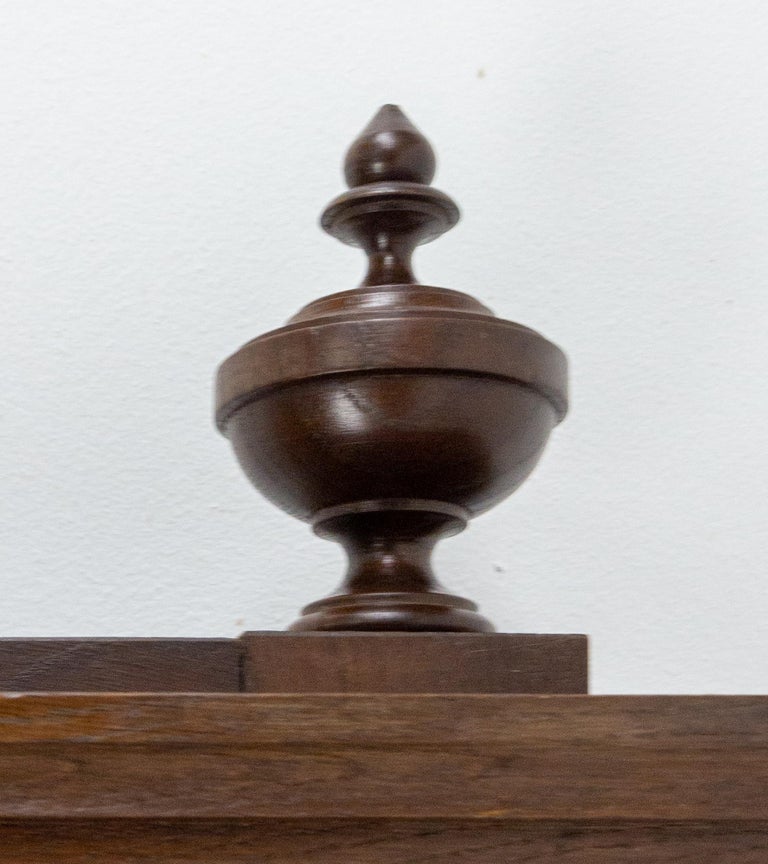 French Beveled Mirror with Colonnettes Oak Frame L XVI Style, Late 19th ...