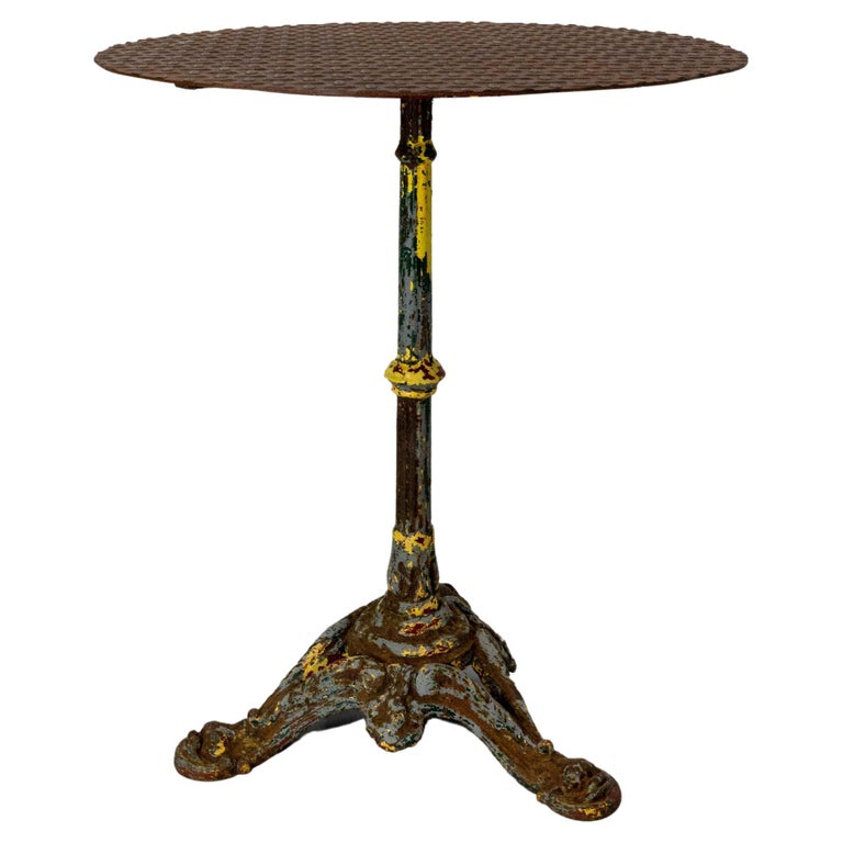 French Bistro or Coffee Table Metal Top and Wrought Iron Foot, Late ...
