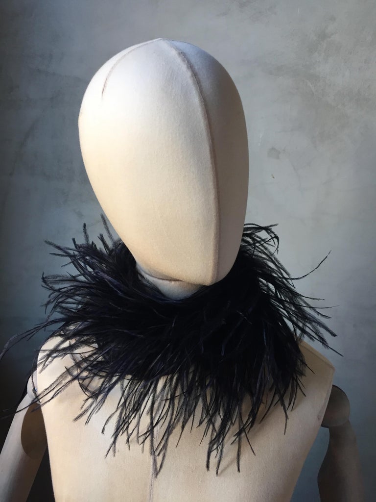 French Black Marabou Feather Collar or Head Band at 1stDibs