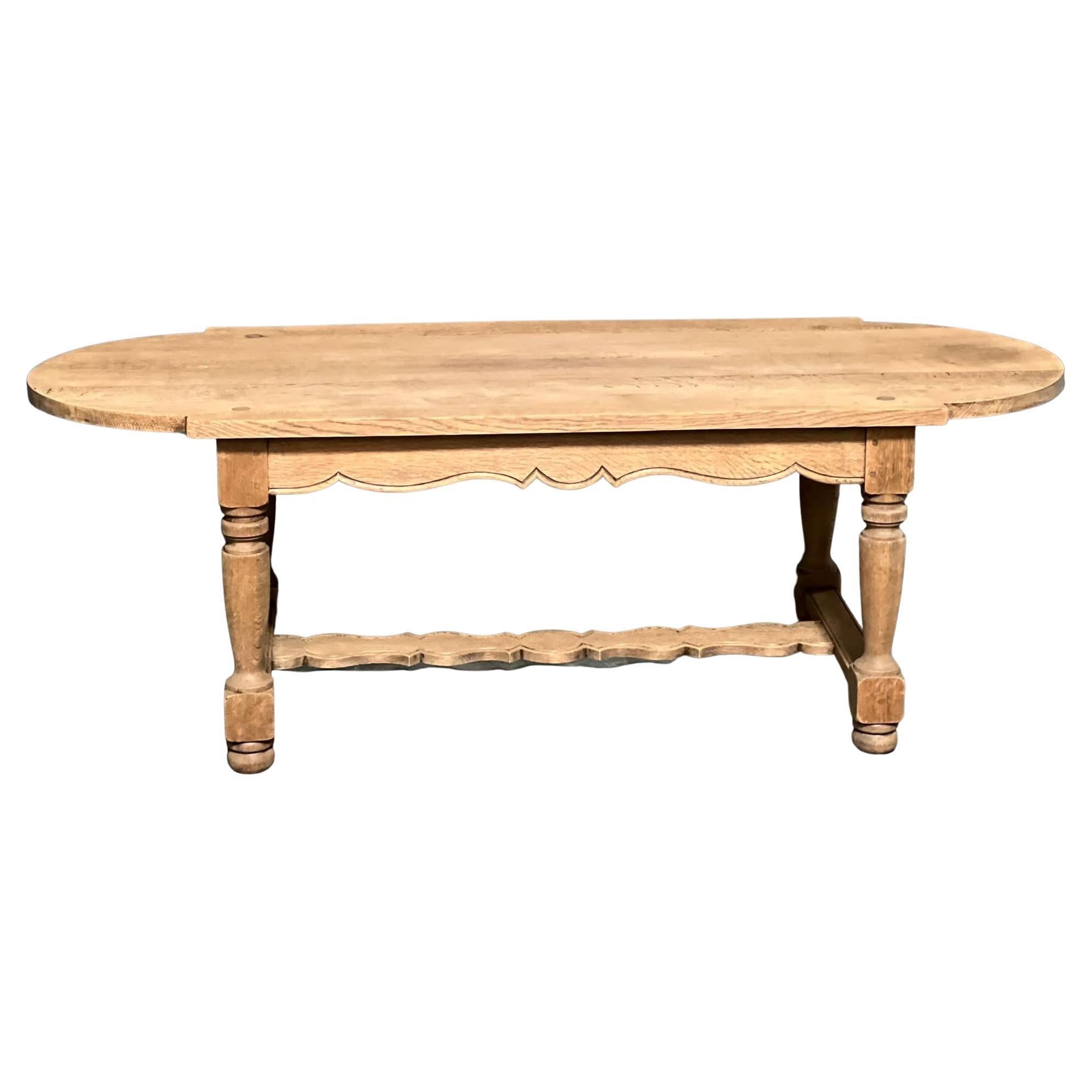 French Oak Farmhouse Dining Table with Drawer For Sale at 1stDibs
