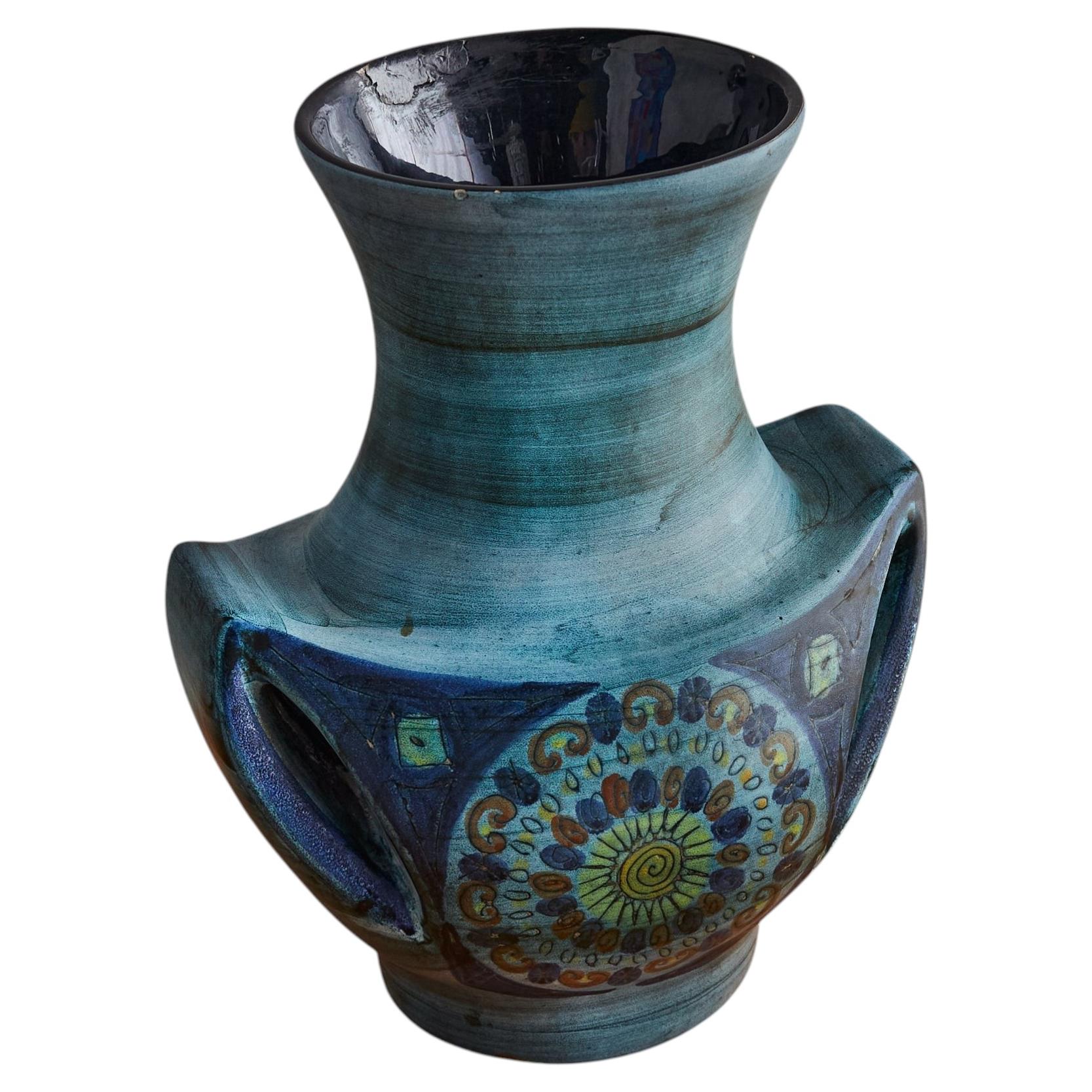 Blue Ceramic Arts and Crafts Blue Pottery Vase Zanesville, Ohio 1940s ...