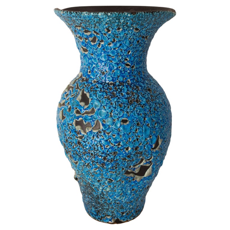 French Blue "Emaux Des Glaciers Cyclope" Vase Annecy Manufactures Mid ...
