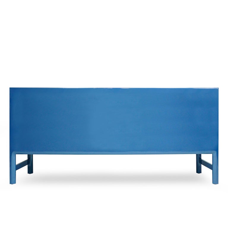French Blue Lacquered Sideboard / Buffet / Console, Customizable For ...
