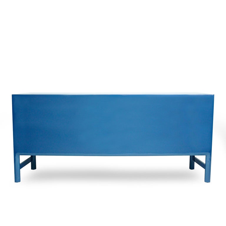 French Blue Lacquered Sideboard / Buffet / Console, Customizable For ...