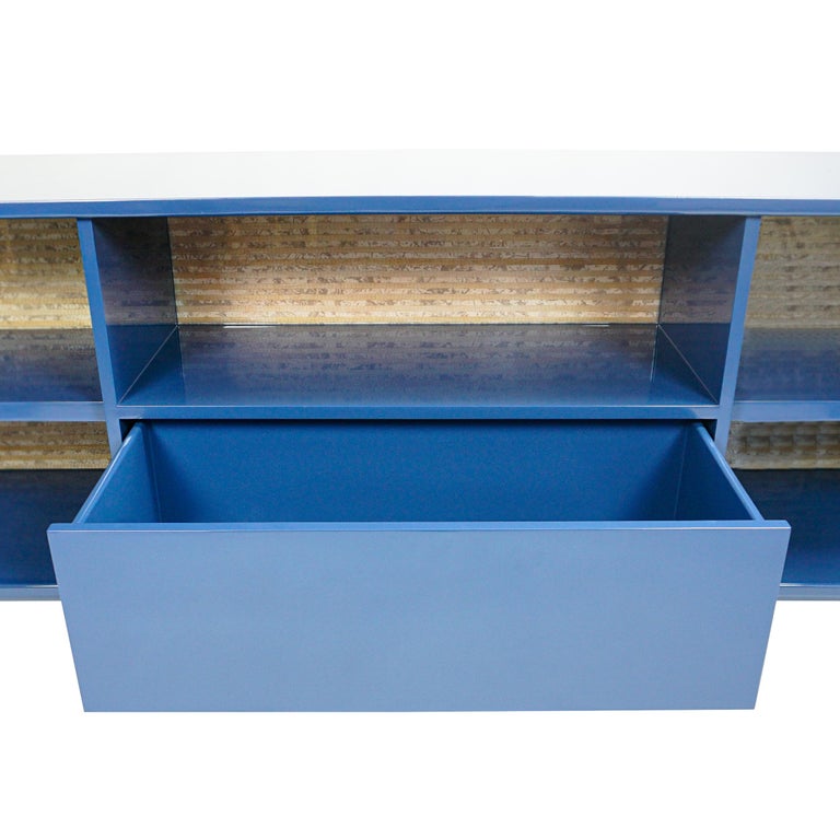 French Blue Lacquered Sideboard / Buffet / Console, Customizable For ...