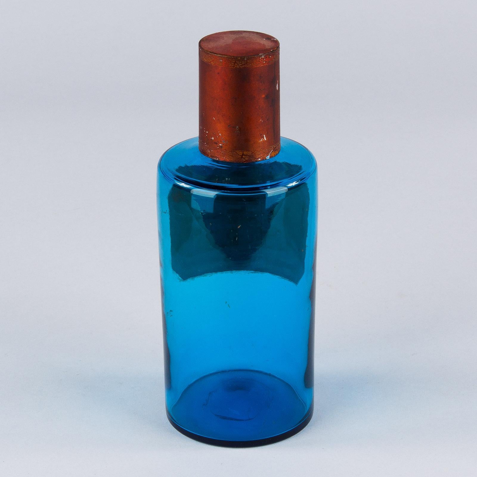 French Blue Pharmacy Bottle, Early 1900s at 1stDibs