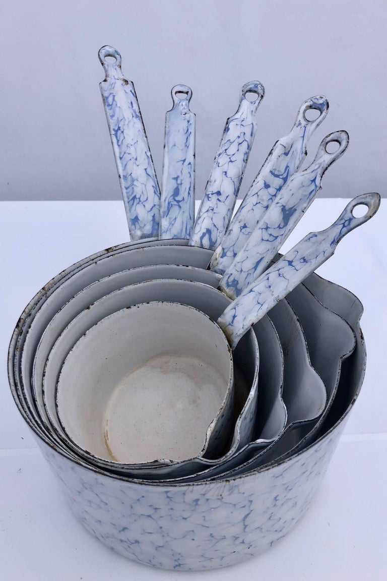 French Blue Speckle Colored Set of Kitchen Enamelware 12 Pieces For ...
