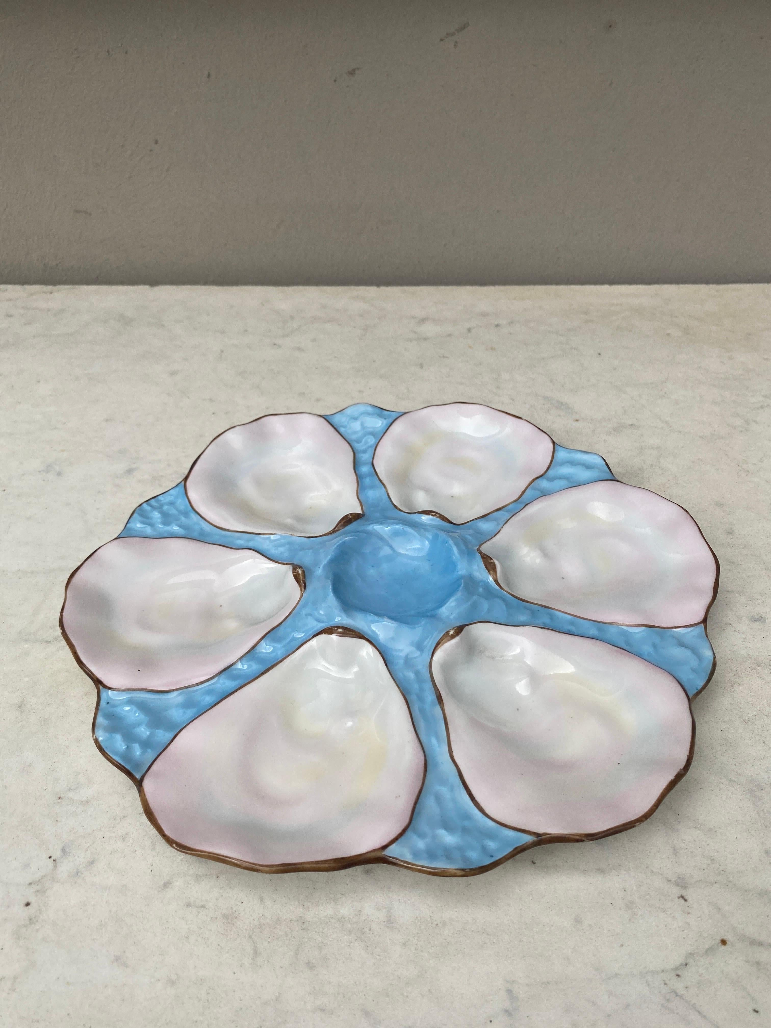 French Blue and White Porcelain Oyster Plate Circa 1900 For Sale at 1stDibs