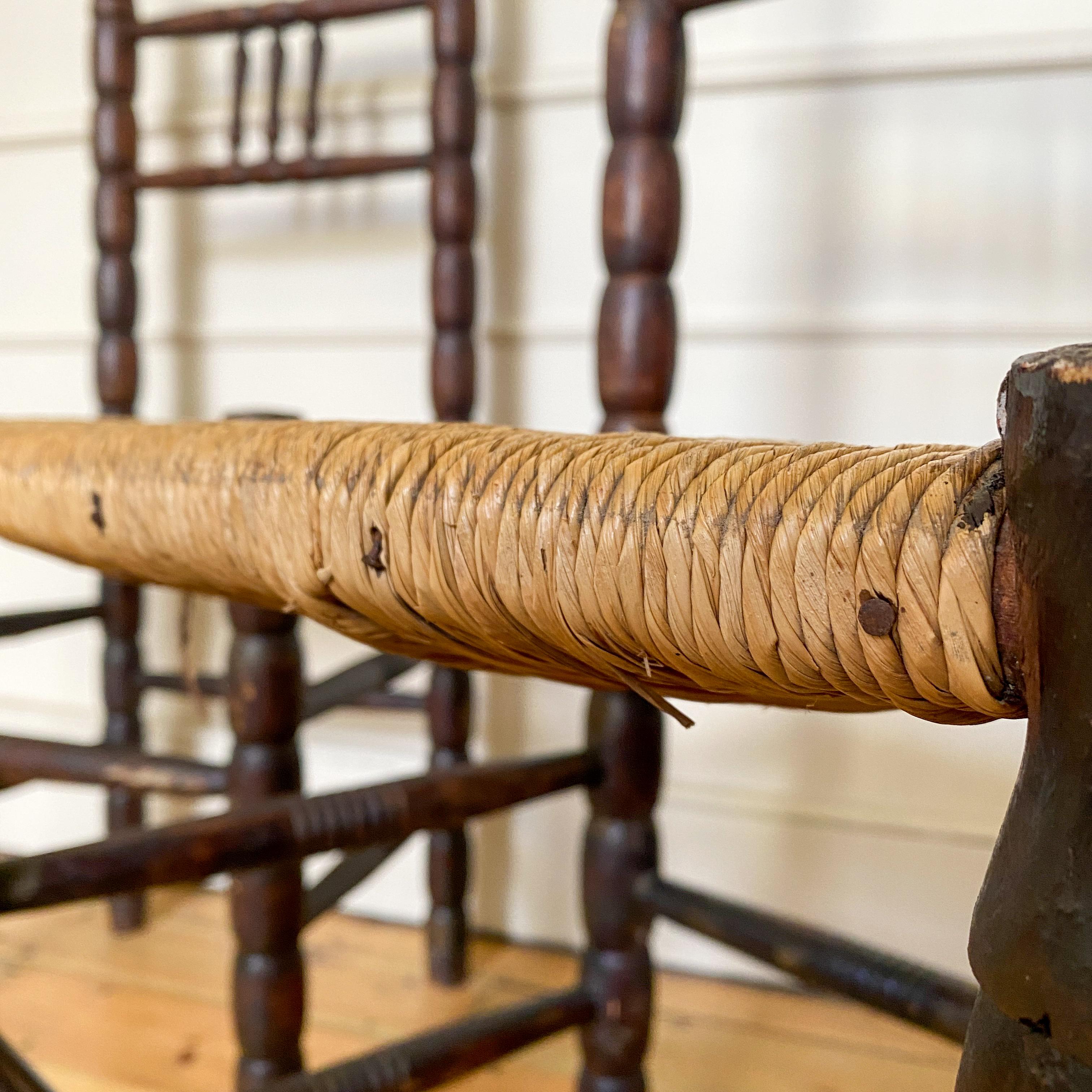 French Bobbin Rush Seat Chairs Pair For Sale at 1stDibs