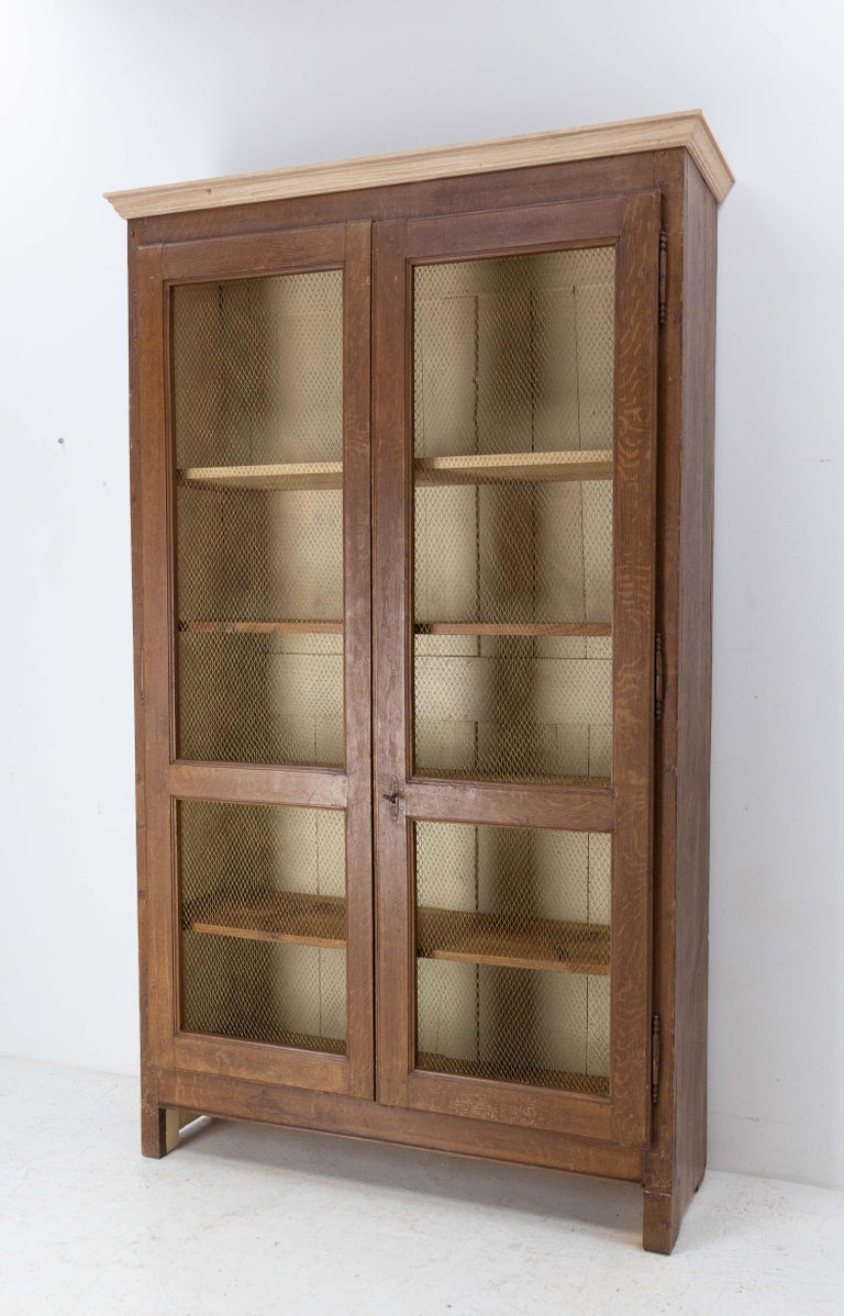 French Bookcase with Brass Mesh Doors Late 19th Century For Sale at 1stDibs