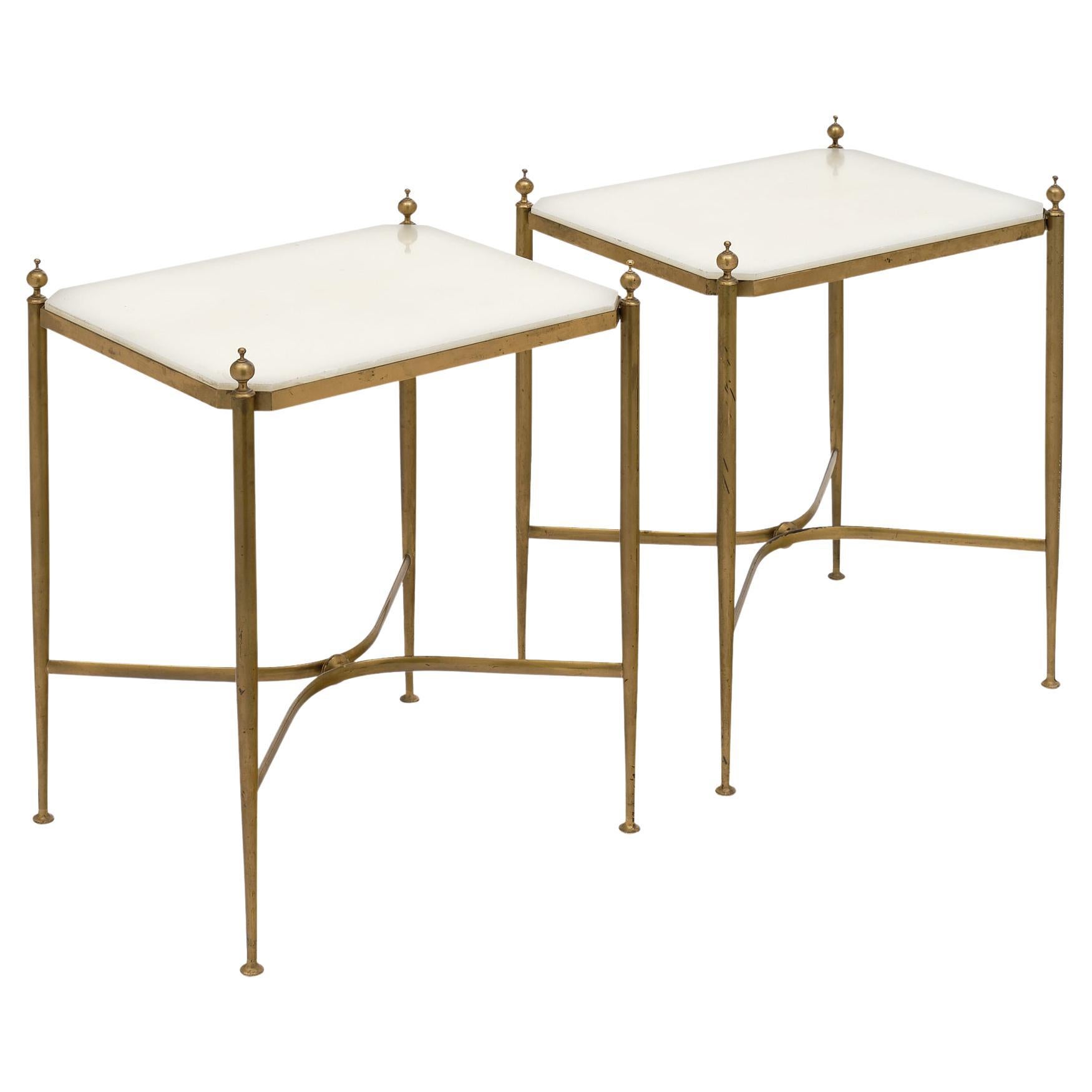 French Brass and Alabaster Side Tables at 1stDibs
