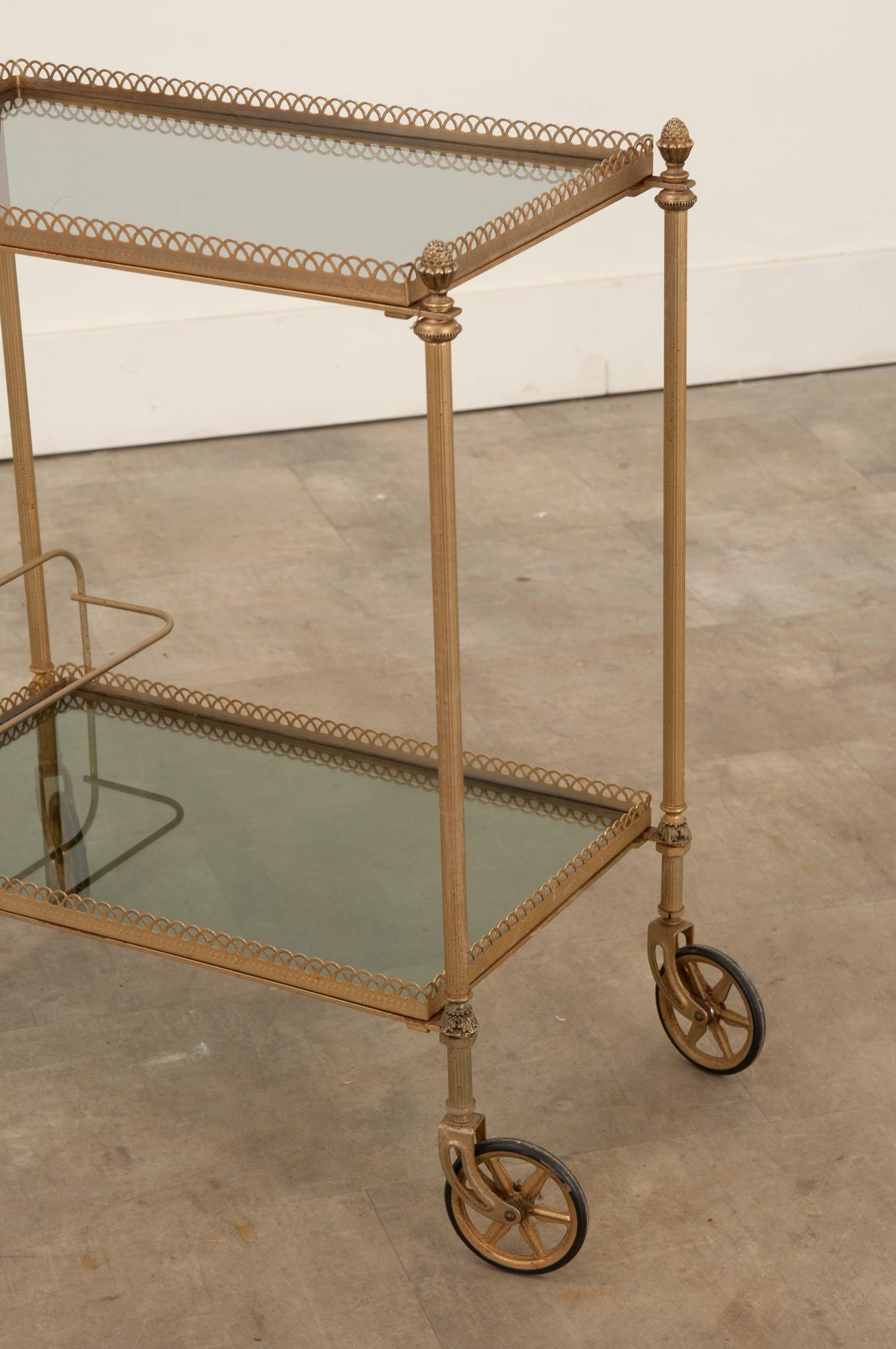 French Brass and Glass Trolley For Sale at 1stDibs