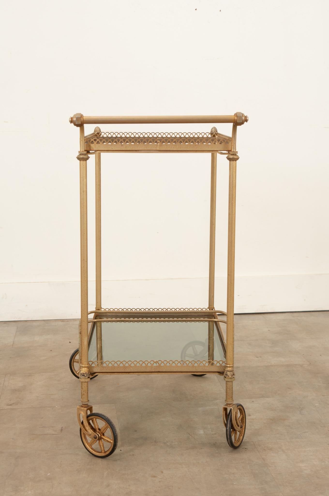 French Brass and Glass Trolley For Sale at 1stDibs