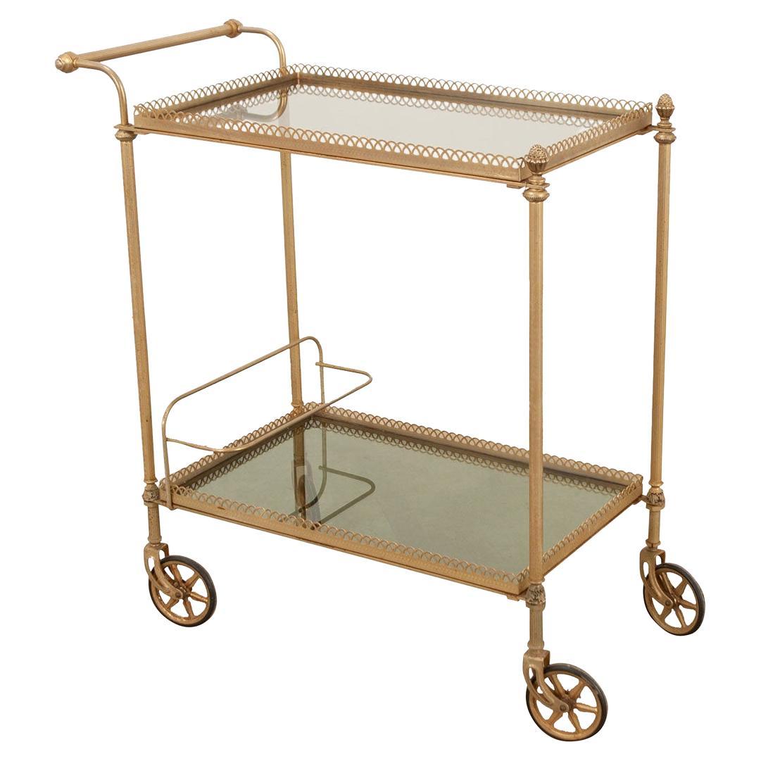 French Brass and Glass Trolley For Sale at 1stDibs