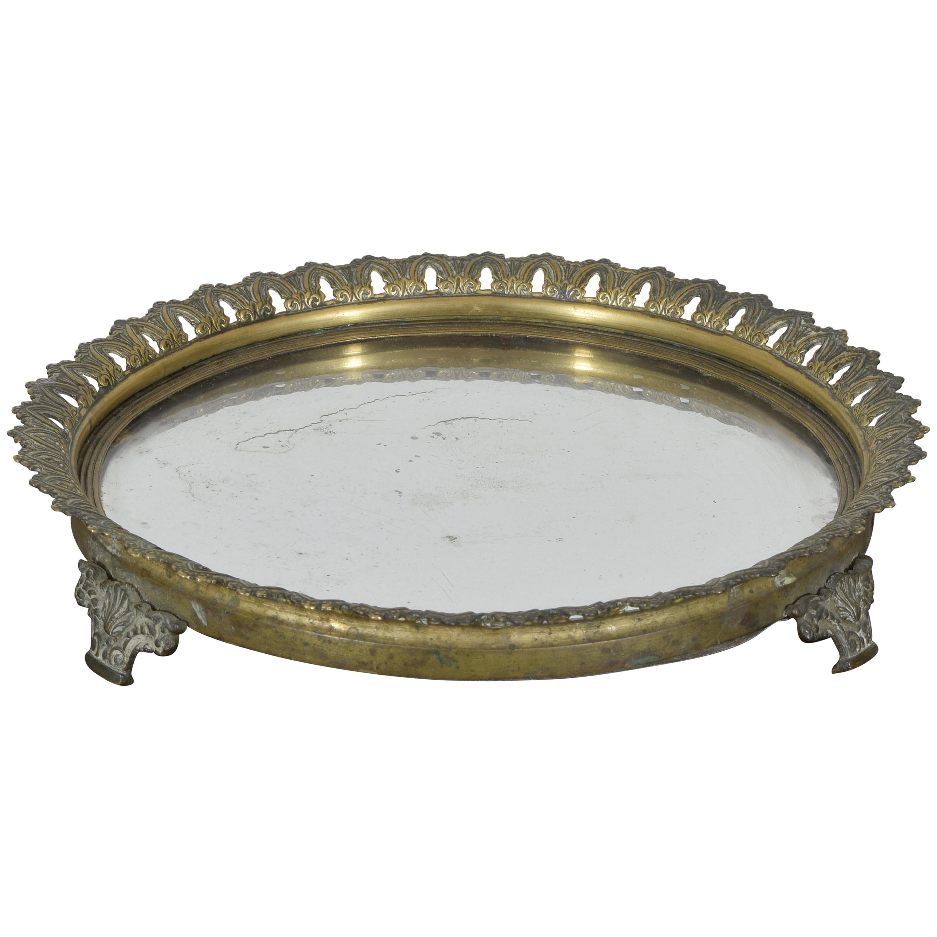 French Brass and Mirrored Plateau, Mid-19th Century at 1stDibs