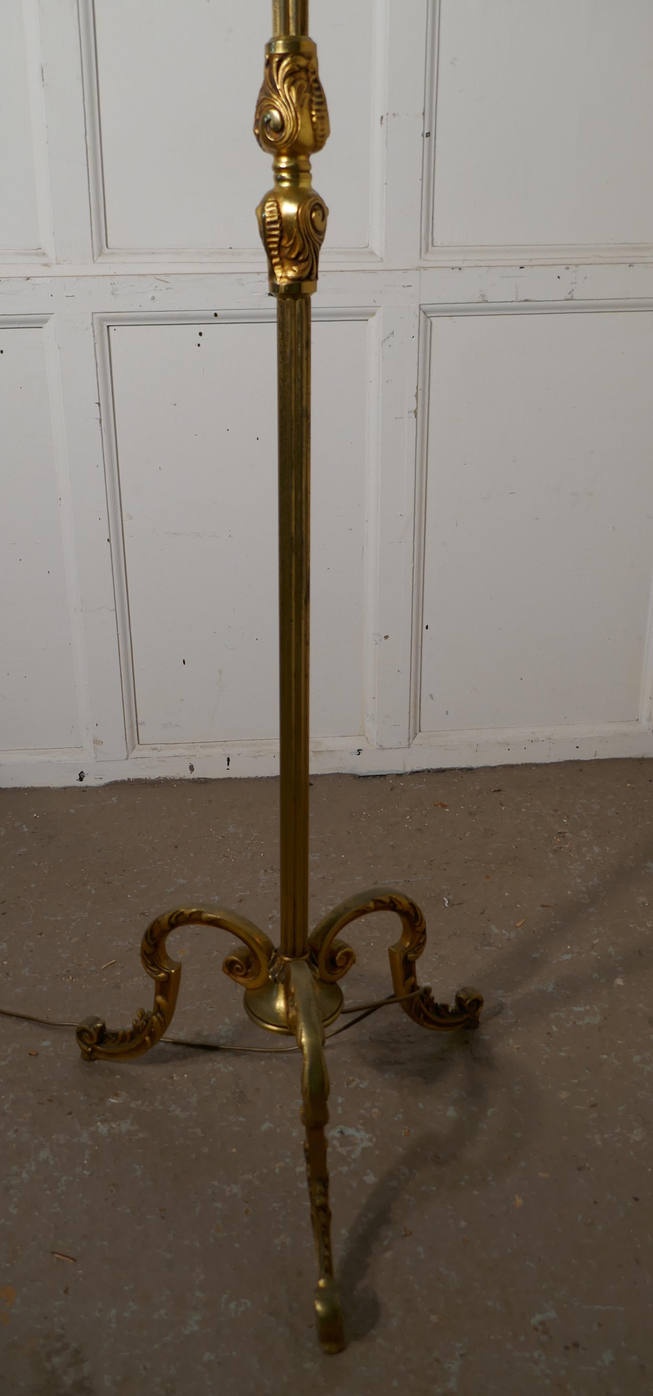 French Brass Arts and Crafts Floor Lamp, Regency Style Standard Lamp at ...
