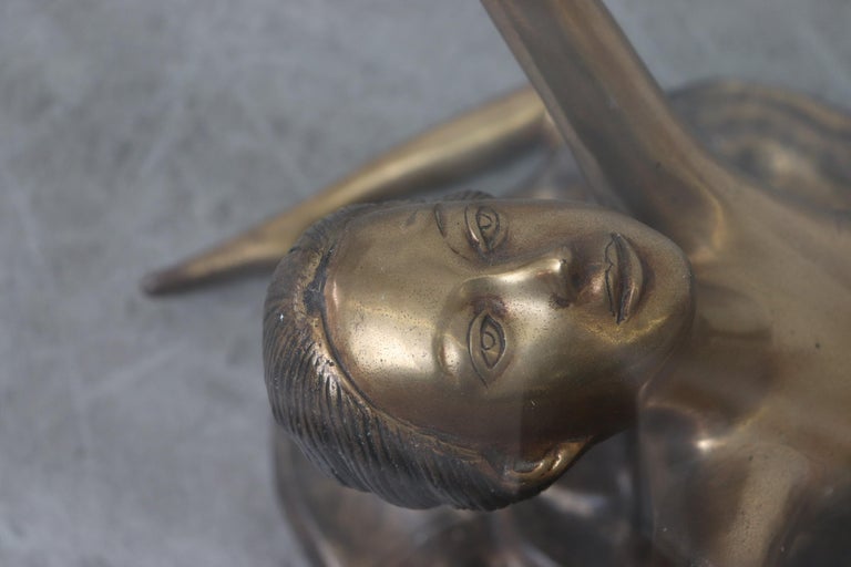 French Brass Ballerina Base Coffee Table at 1stDibs