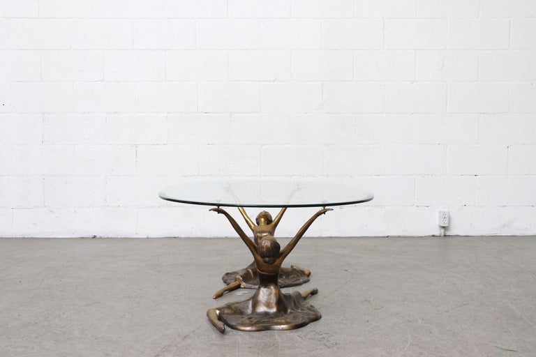 French Brass Ballerina Base Coffee Table at 1stDibs