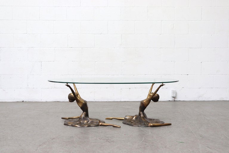 French Brass Ballerina Base Coffee Table at 1stDibs