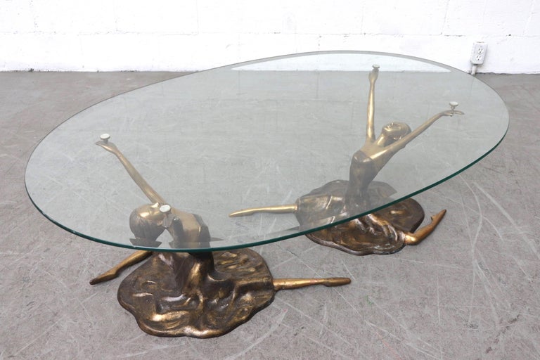 French Brass Ballerina Base Coffee Table at 1stDibs
