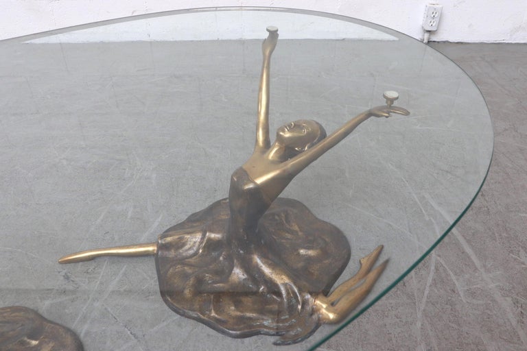 French Brass Ballerina Base Coffee Table at 1stDibs