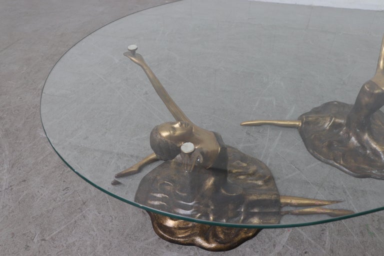 French Brass Ballerina Base Coffee Table at 1stDibs