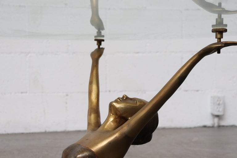 French Brass Ballerina Base Coffee Table at 1stDibs
