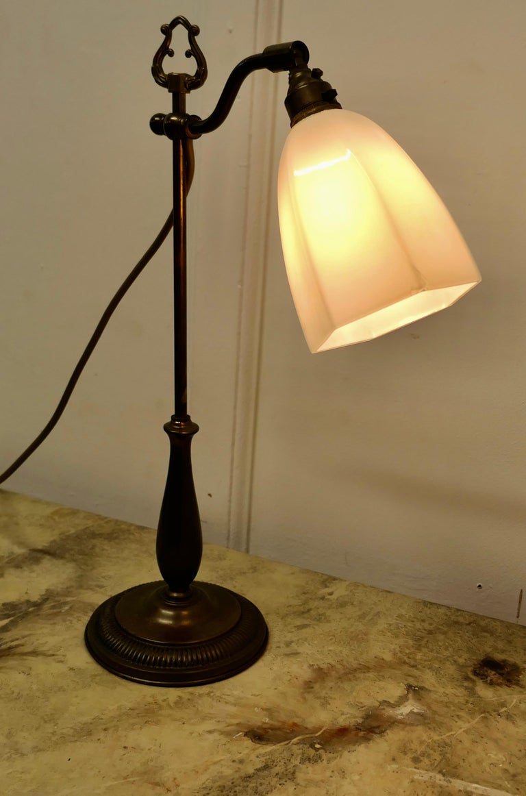 French Brass Desk Lamp with Opaline Glass Shade This Is a Very ...