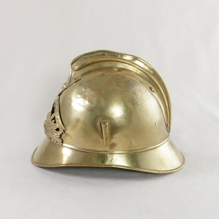 French Brass Fireman's Helmet with City Seal, circa 1900 at 1stDibs