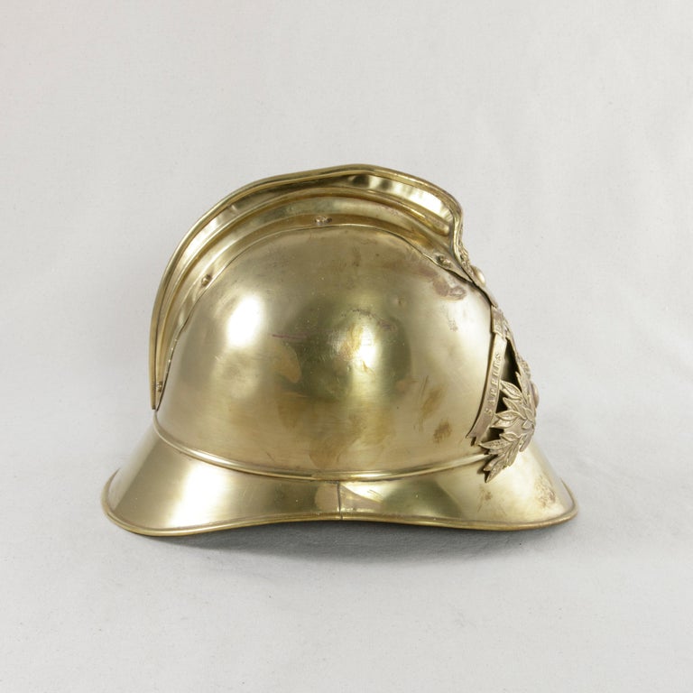 French Brass Fireman's Helmet with City Seal, circa 1900 at 1stDibs