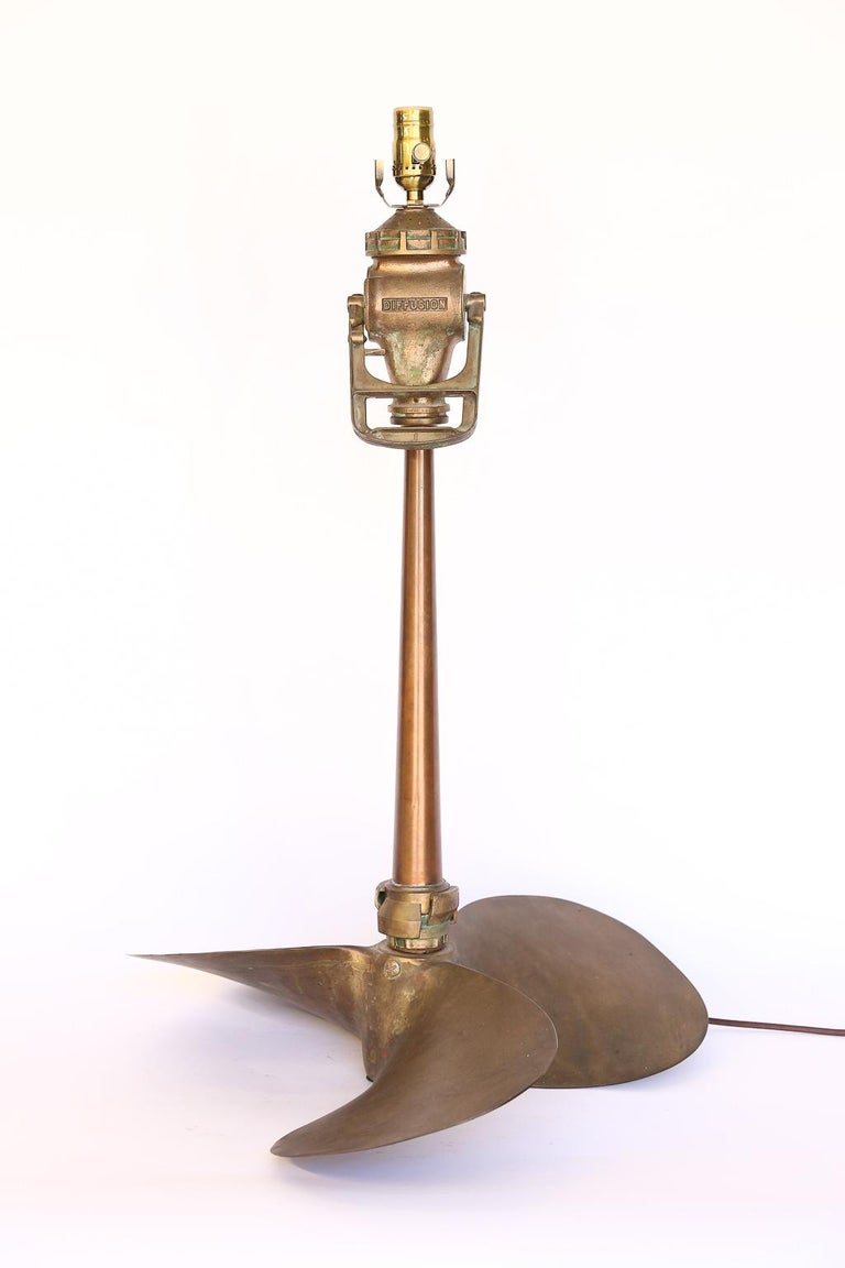 French Brass Propeller Table Lamp, Newly Wired at 1stDibs