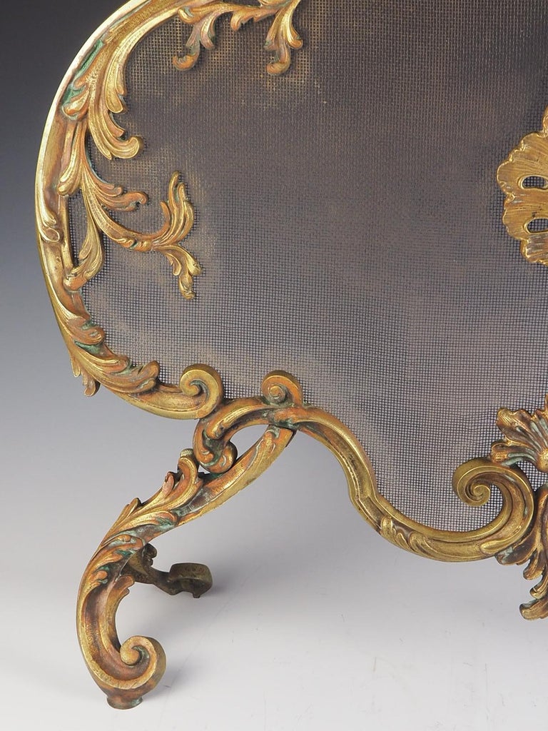 French Brass Rococo Fire Screen For Sale at 1stDibs