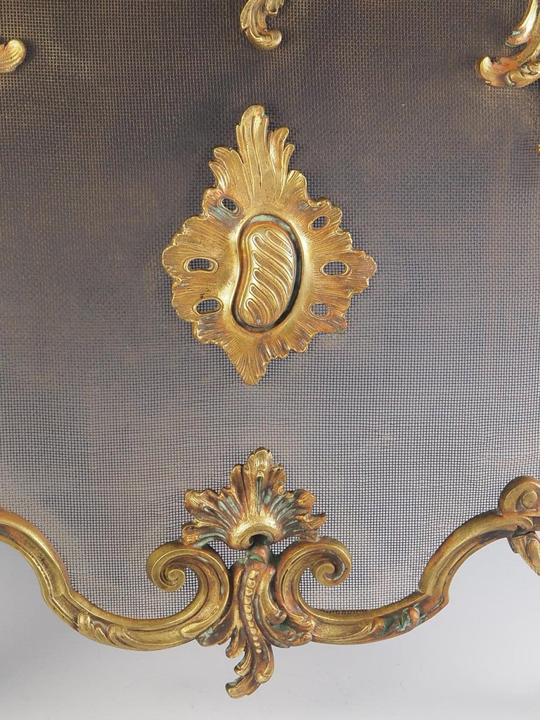 French Brass Rococo Fire Screen For Sale at 1stDibs