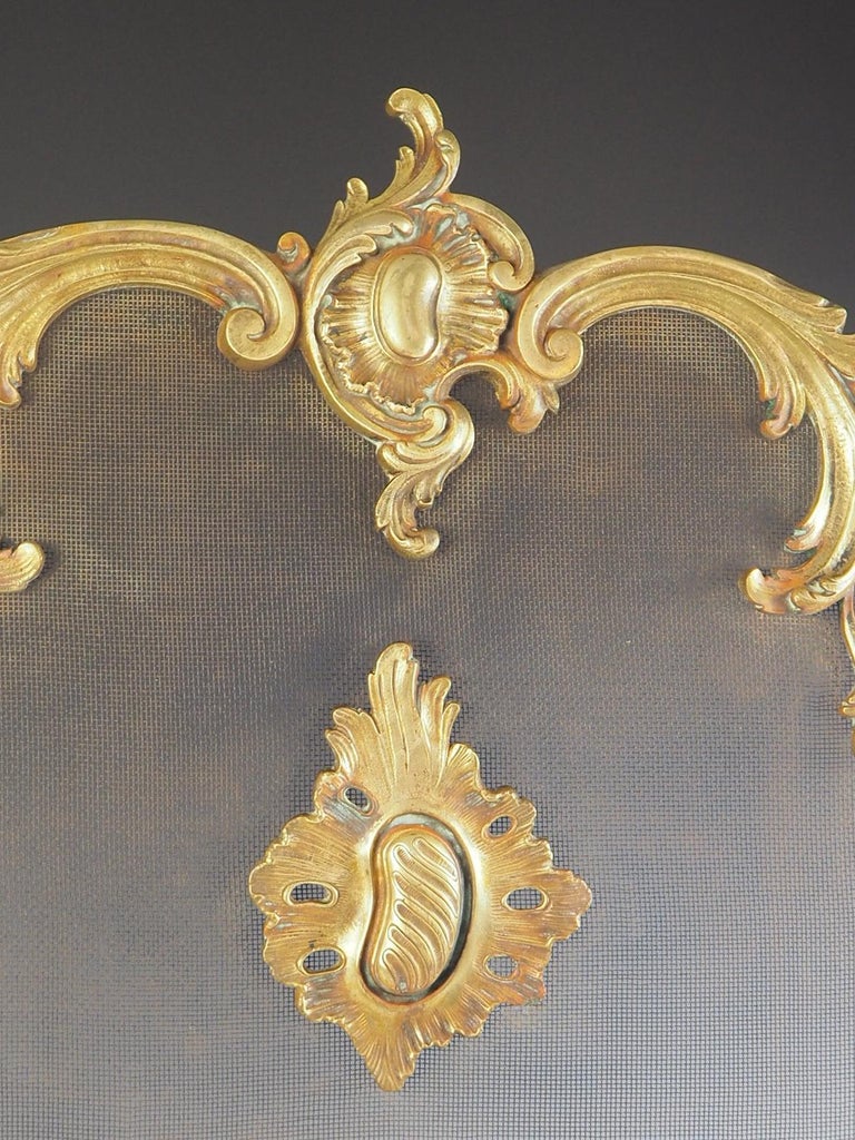 French Brass Rococo Fire Screen For Sale at 1stDibs