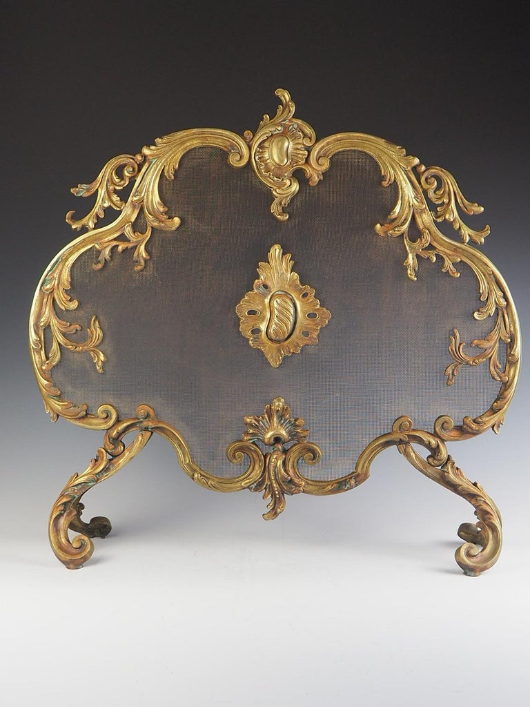 French Brass Rococo Fire Screen For Sale at 1stDibs