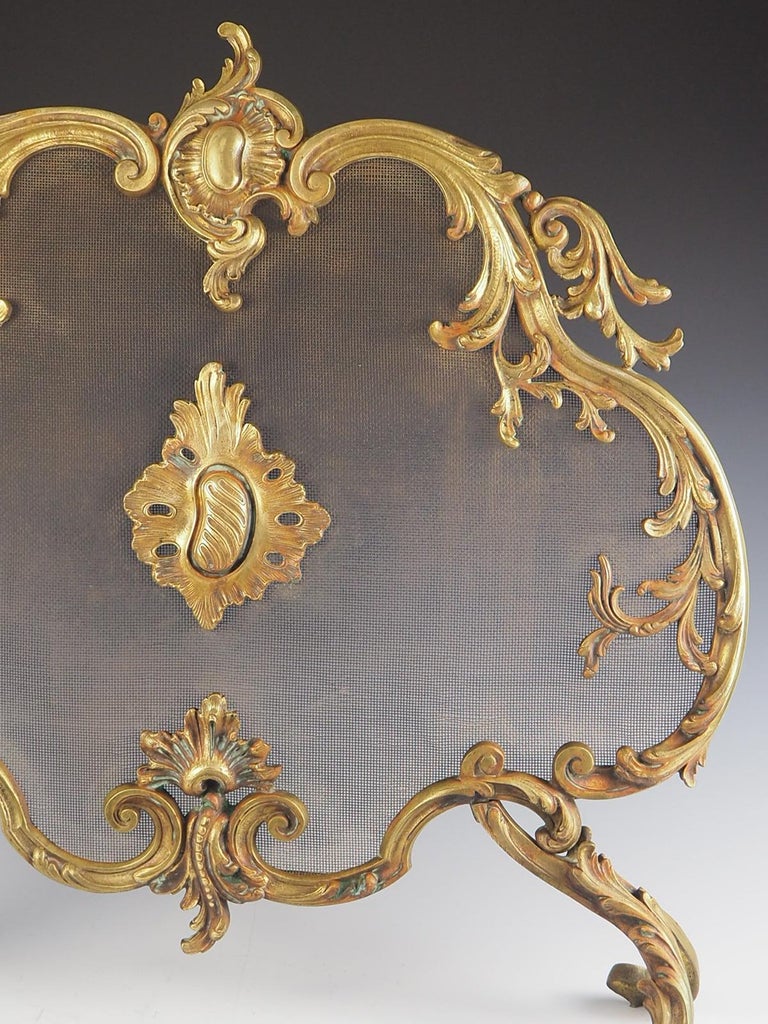French Brass Rococo Fire Screen For Sale at 1stDibs