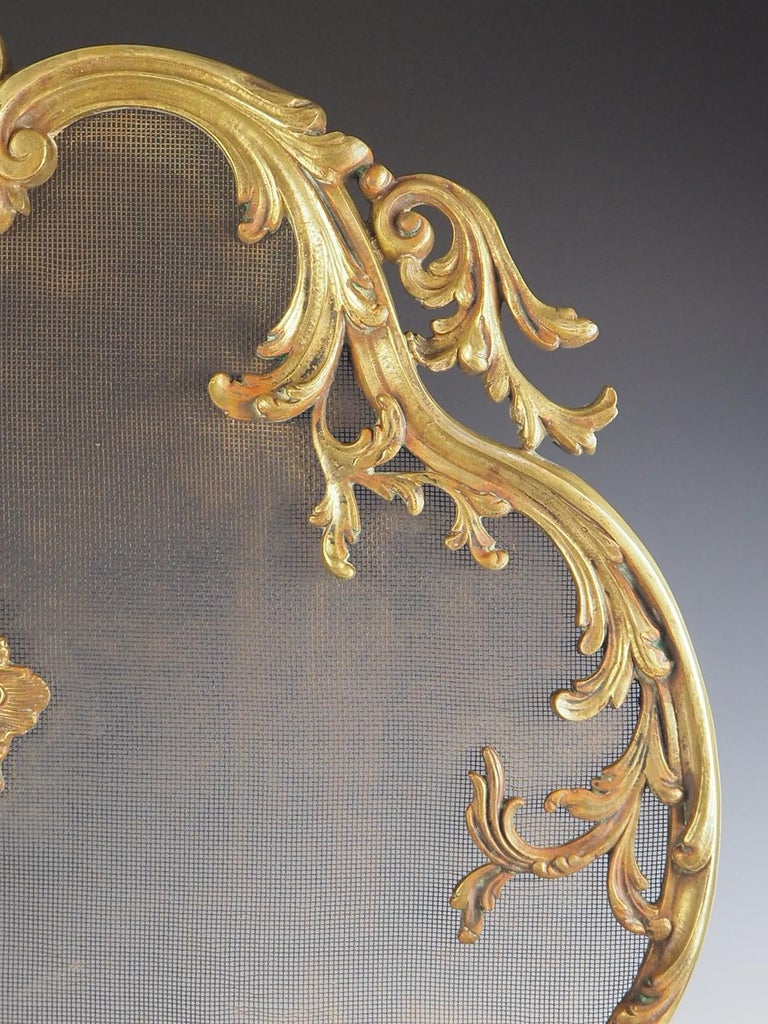 French Brass Rococo Fire Screen For Sale at 1stDibs