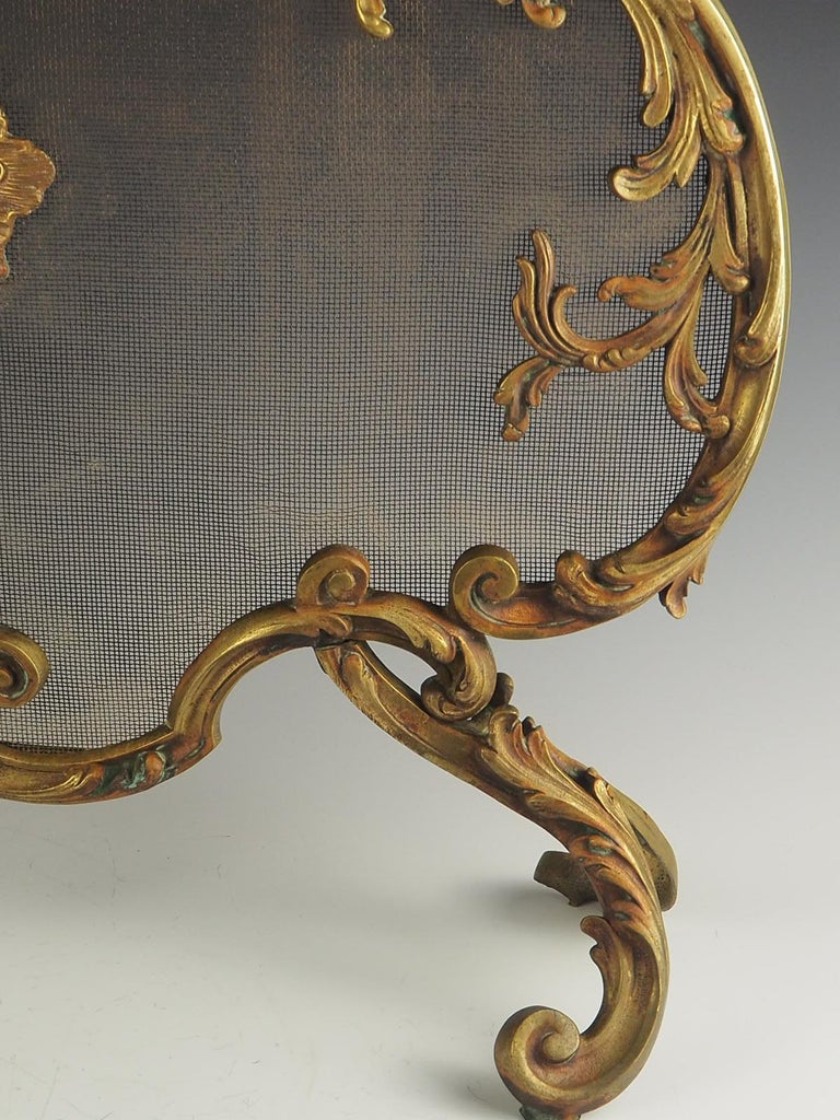 French Brass Rococo Fire Screen For Sale at 1stDibs
