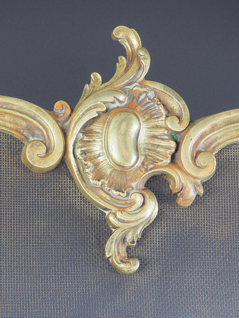 French Brass Rococo Fire Screen For Sale at 1stDibs
